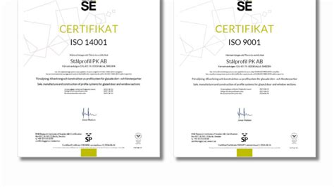 Vi är stolta att meddela att Stålprofil AB har fått sina ISO certifikat