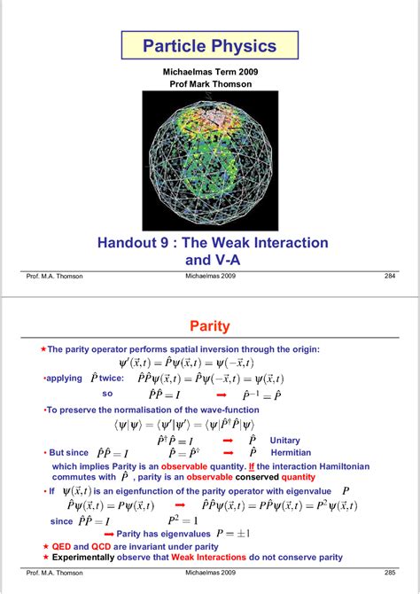 Particle Physics Part Iii Handout 09 2004 Physics Docsity