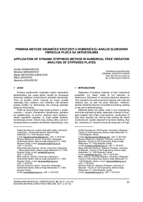 Pdf Application Of Dynamic Stiffness Method In Numerical Free