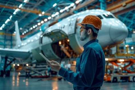 Premium Photo Revolutionizing Aviation Engineer Directing Aircraft