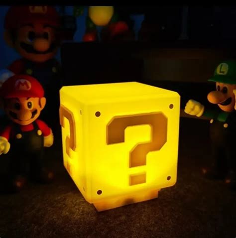 Super Mario Bros Question Mark Block Night Light Up Lamp Nintendo Bros