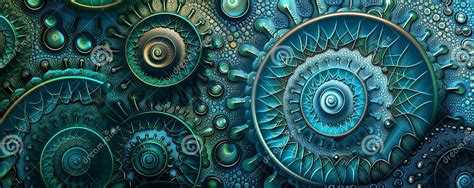 An Intricate Abstract Background With Interlocking Circular Shapes In Various Shades Of Blue And