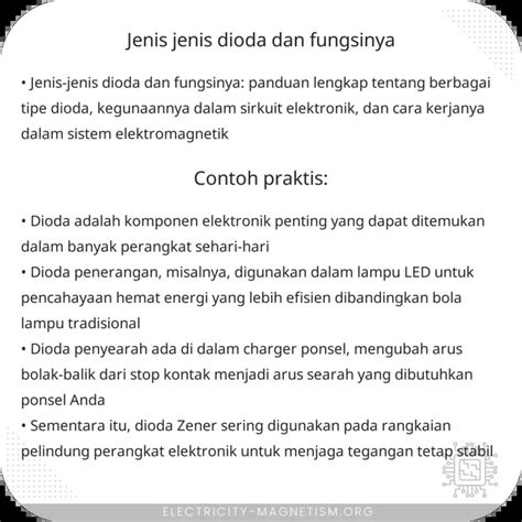 Jenis Jenis Dioda Dan Fungsinya Electricity Magnetism