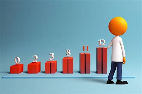 3d person is putting last column of chart premium ai generated image