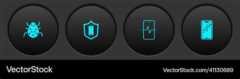 Set System Bug Mobile With Shield Phone Repair Vector Image