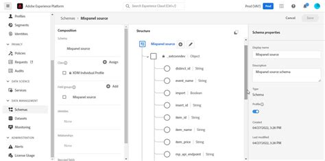 소매 판매 스키마 및 데이터 세트 미리 보기 Adobe Experience Platform