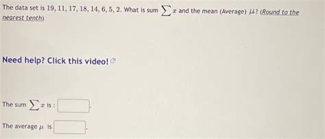 Solved The Data Set Is 1911171814652 What Is Sum ∑x