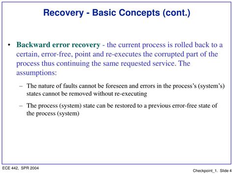 ppt design of reliable systems and networks ece 442 checkpointing