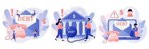 Debt Collection Financial Problems Debts Vector Image