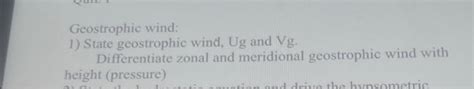 Solved Geostrophic Wind 1 State Geostrophic Wind Ug And