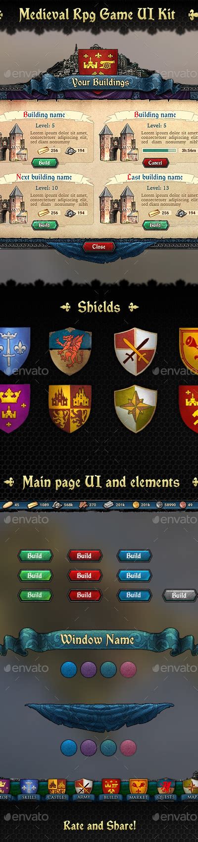 Medieval Rpg Ui Kit Game Assets Graphicriver