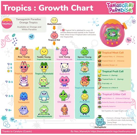 Tamagotchi Paradise Orange Tropics And White Glacier Growth Charts