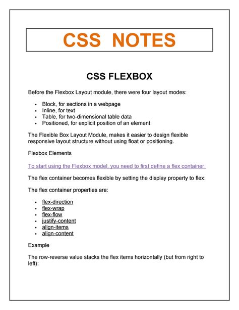 Css Notes Css Notes Css Flexbox Before The Flexbox Layout Module