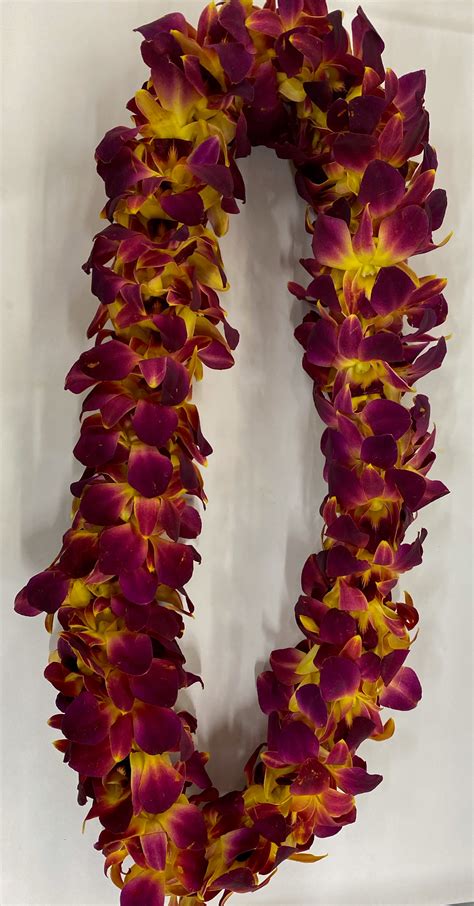 Double Strand Red Dendrobium Orchid Lei By Mahalo Flowers