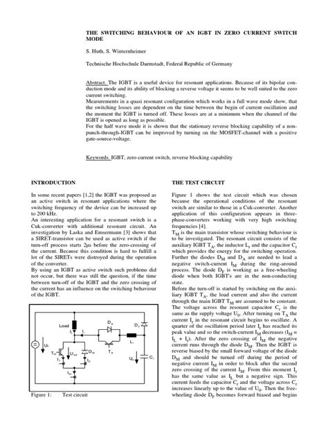 Switch Behaviour Igbt Zcs Download Free Pdf Field Effect Transistor