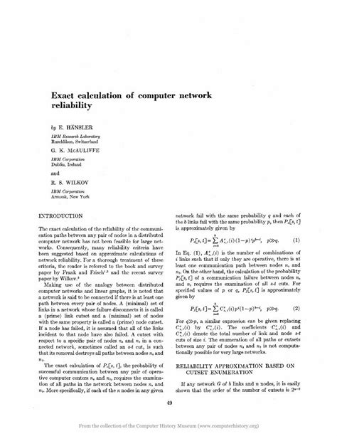 pdf exact calculation of computer network reliability · exact