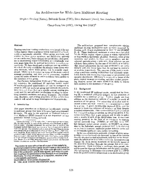 Pdf An Architecture For Wide Area Multicast Routing