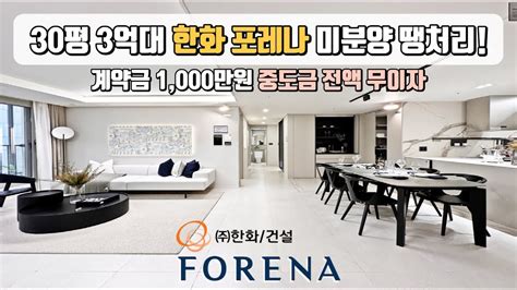30평 3억대 계약금 1000만원에 중도금 전액 무이자로 진행 중인 1군 브랜드 한화포레나 미분양아파트 Youtube