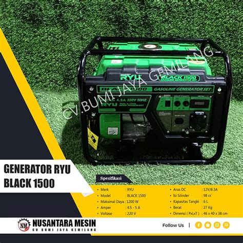 Jual Mesin Genset Generator Ryu Black 1500 Shopee Indonesia