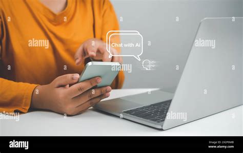 Woman Hand Use Show A Smartphone To Type Live Chat Ask Answer With An
