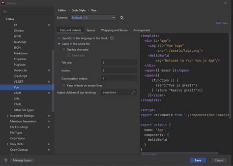Vue Tab Size And Indent Gets Reset Rider Support JetBrains