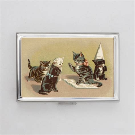 Dunce Cat Cigarette Case Or Card Holder T For Cat Lover Cat