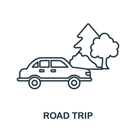 Road Trip Line Icon Monochrome Simple Road Trip Outline Icon For