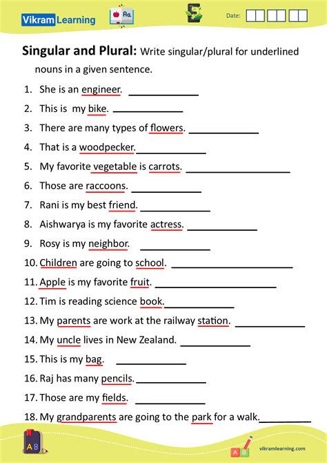 Download Singular And Plural Worksheets For Free