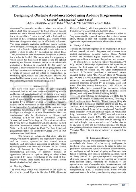 pdf designing of obstacle avoidance robot using arduino · pdf
