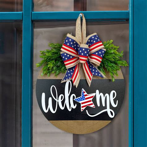 4th Of July Welcome Sign Patriotic Independence Day Wreathsfront Door