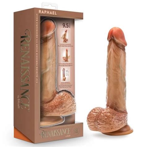 Renaissance Davinci 9 5 Sliding Foreskin Dildo With Squeezable Balls Caramel Sex Toys