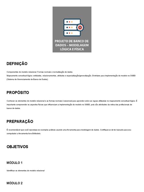 Tema 3 Projeto De Banco De Dados Modelagem Lógica E Física Pdf