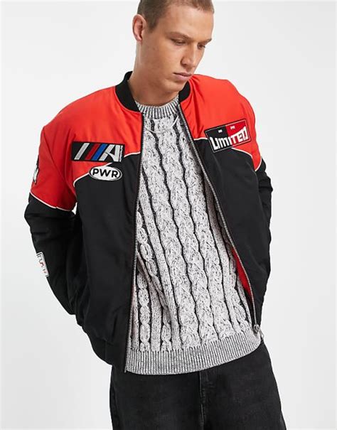 Asos Design Bomber Style Motocross Oversize Noir Asos