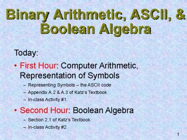 Binary Arithmetic ASCII Presentation Free To View