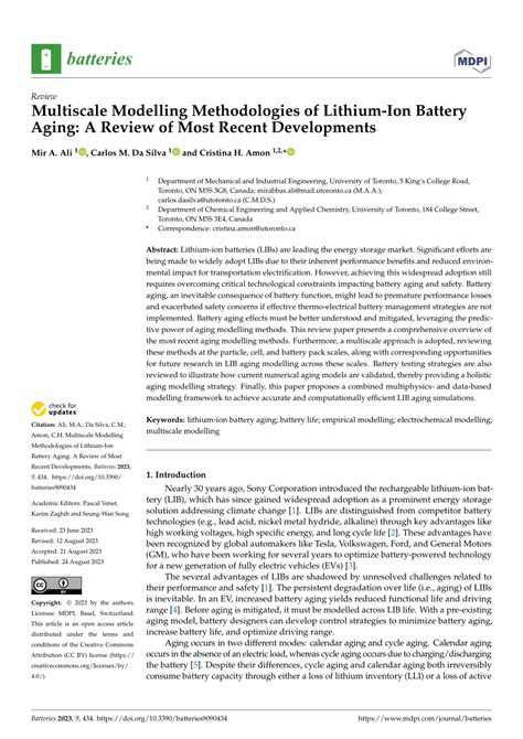 Pdf Multiscale Modelling Methodologies Of Lithium Ion Battery Aging
