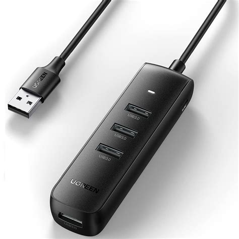 Ugreen 10915 025m Black Usb 30 4 Ports Hub
