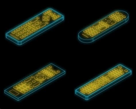 Remote Symbole Setzen Vektorneon Premium Vektor