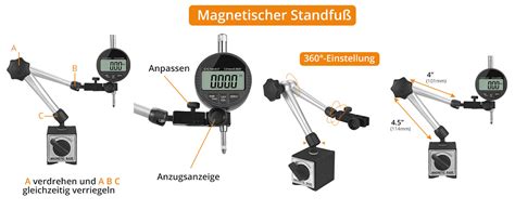 Neoteck Digitale Messuhr Und Magnetstativ Mit Zentralklemmung