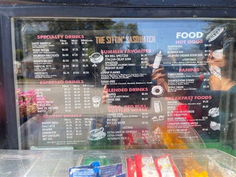 Menu At The Sittin Sasquatch Pub And Bar Skagway