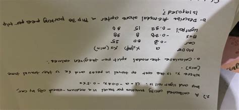 Solved 2 A Calibrated Utility Function For Travel In A