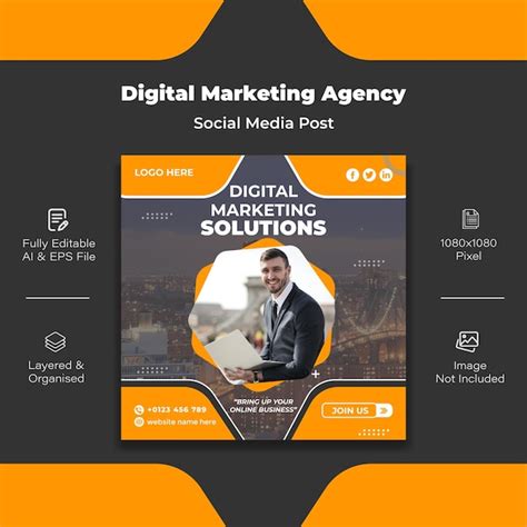 Agência De Marketing Digital Pós Design Vetor Premium