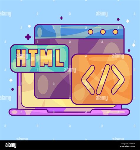 Laptop With HTML Script Concept Vector Stock Photo Alamy