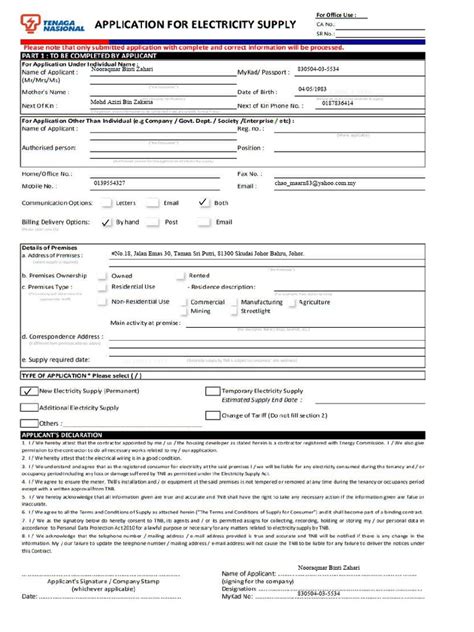 Tnb Form Apply Pdf