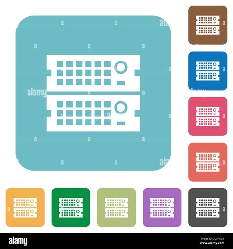 Flat Rack Servers Icons On Rounded Square Color Backgrounds Stock Vector Image And Art Alamy