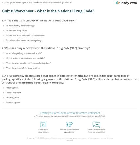 Quiz And Worksheet What Is The National Drug Code