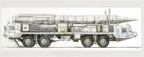 A Technical Drawing Of A Mobile Missile Launcher Showcasing Its Missile