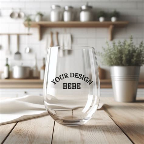 Wine Glass Mockup Stemless Wine Glass Mock Up Glass Mockup Clear