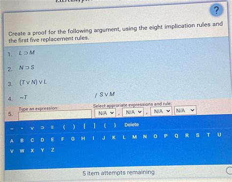 Create A Proof For The Following Argument Using The Chegg
