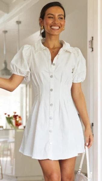 White Button Down Mini Dress Gabi Swimwear