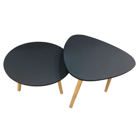Black Wooden Minimalist Compact Coffee Table Nested Side Table 2 Packs Shop Today Get It